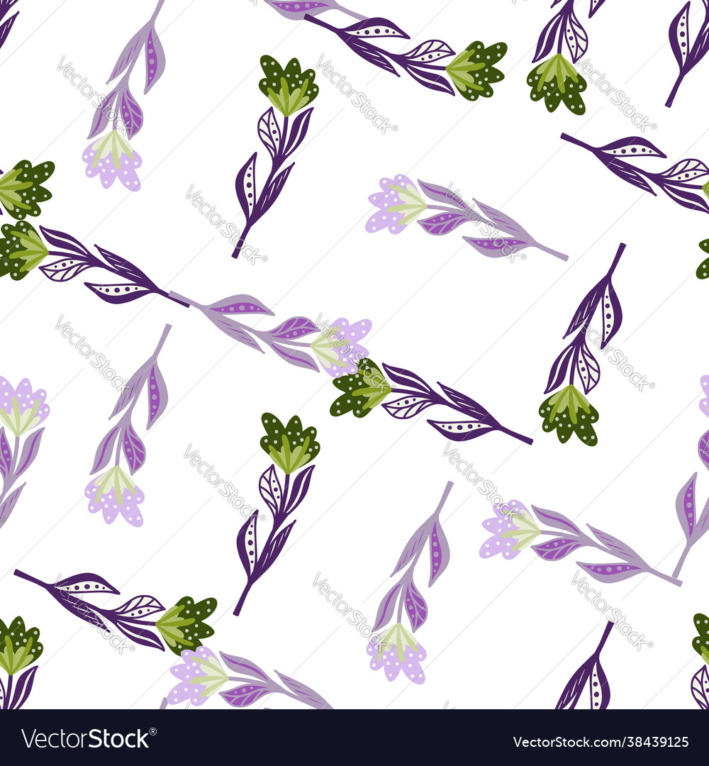 Isolated botanic seamless pattern with purple Vector Image