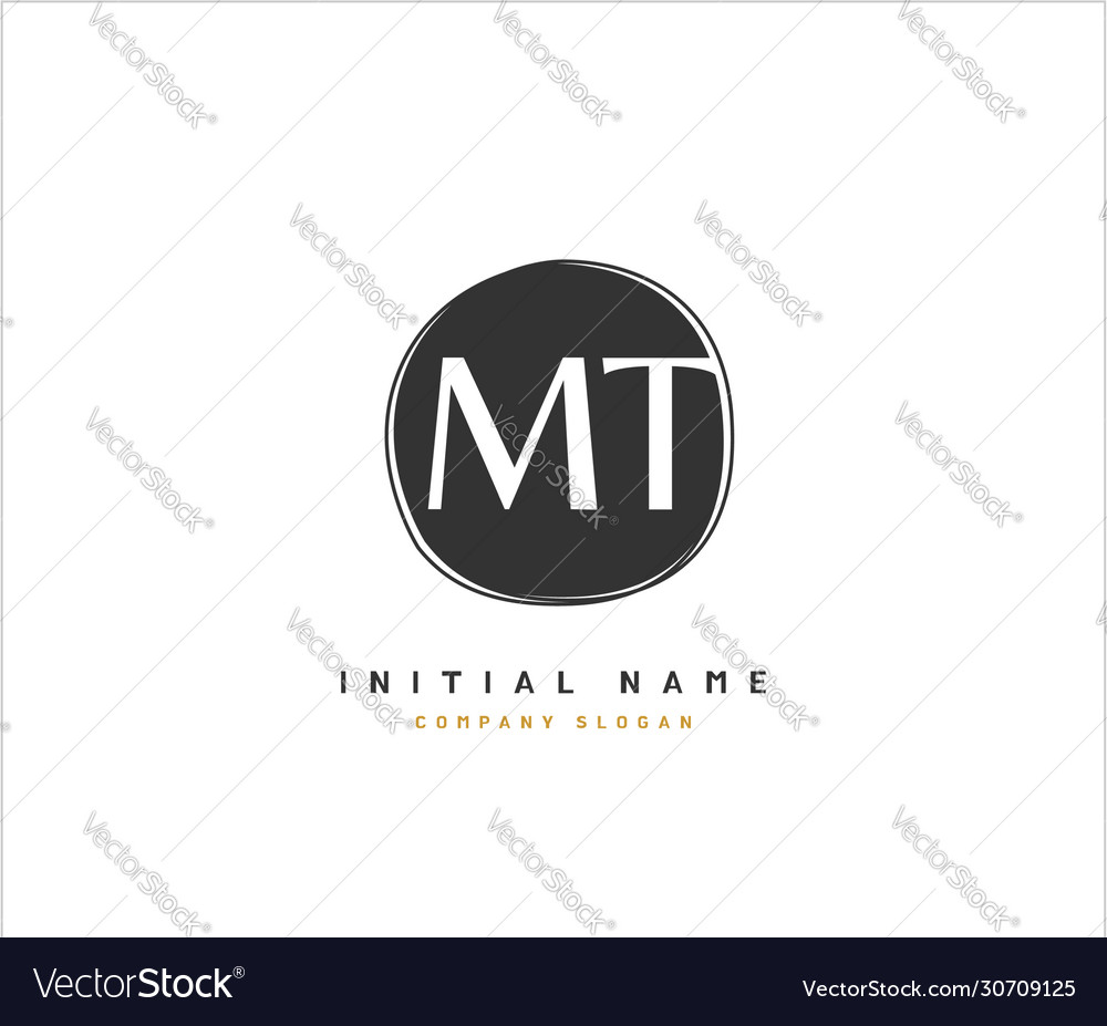 M t mt beauty initial logo handwriting logo Vector Image