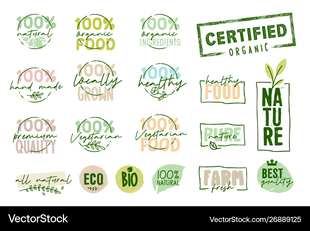 Organic food stickers Royalty Free Vector Image