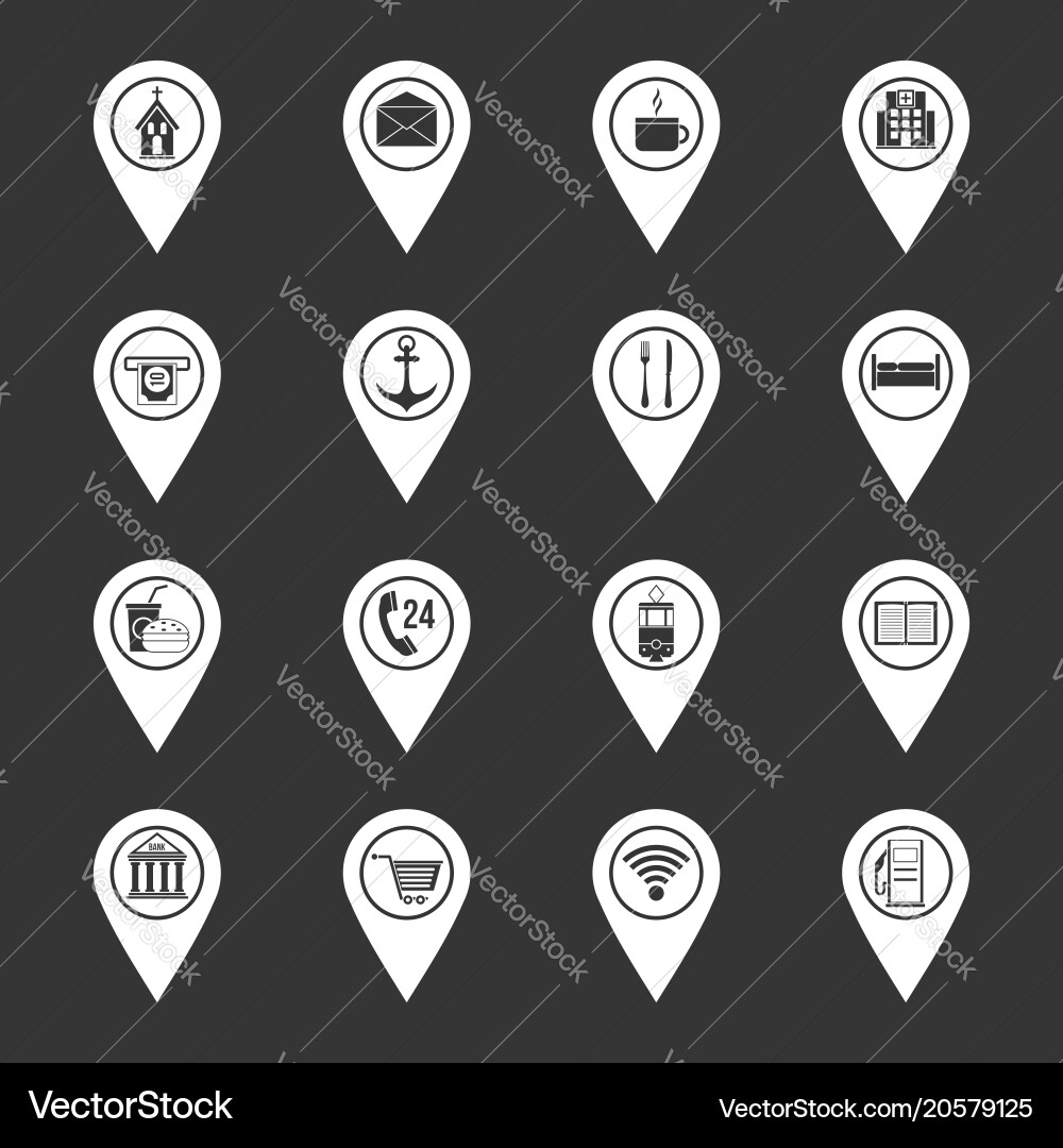 Points of interest icons set grey Royalty Free Vector Image
