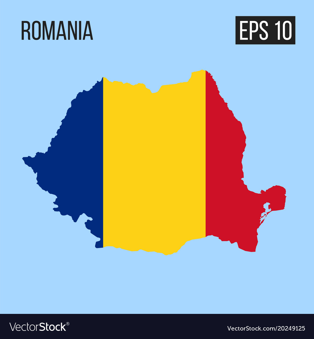 Romania map border with flag eps10 Royalty Free Vector Image