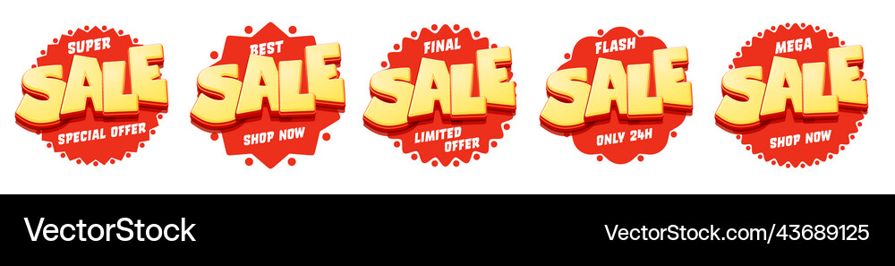 Sale bubble sticker template isolated set Vector Image