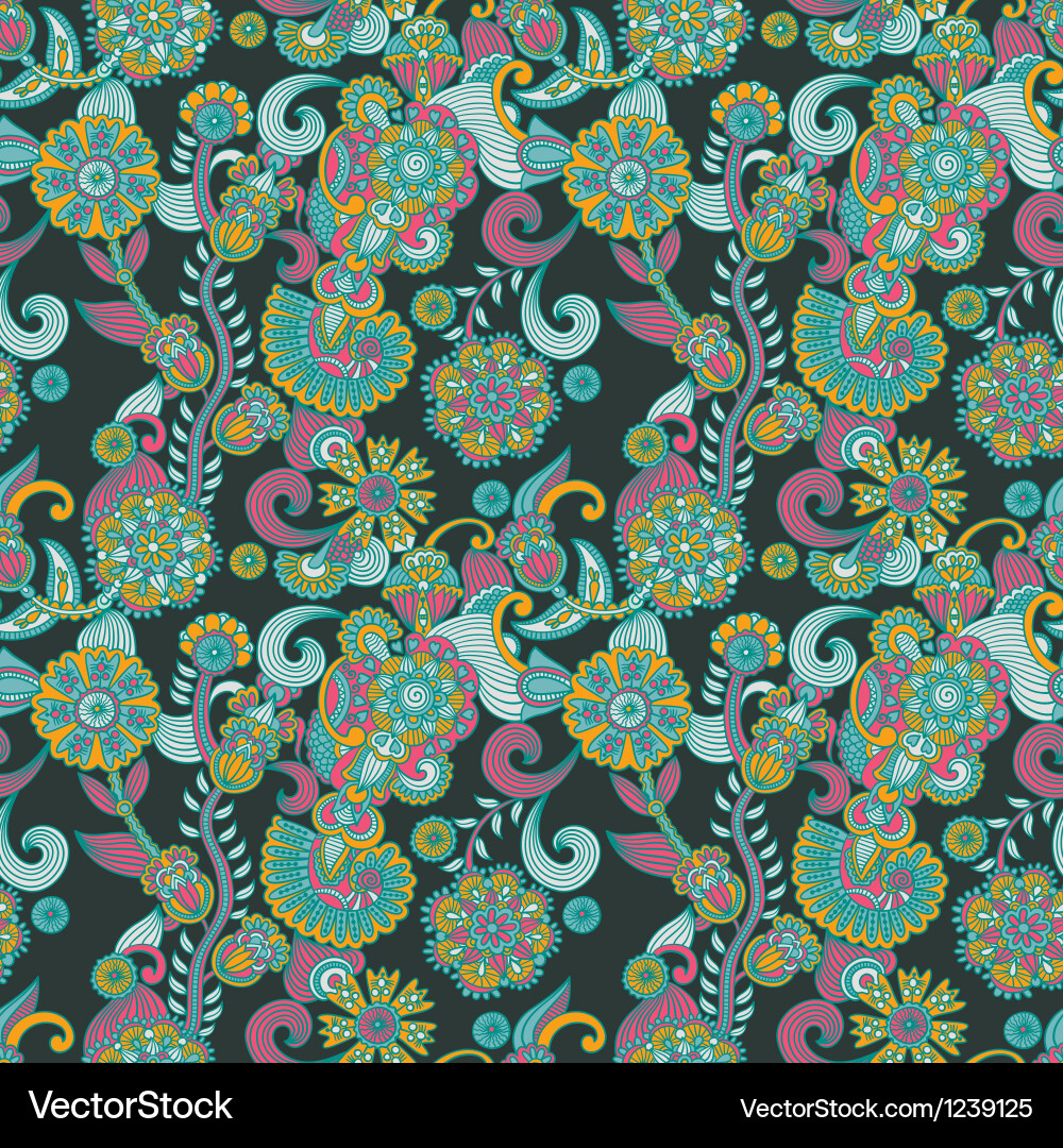 Seamless flower paisley design background Vector Image