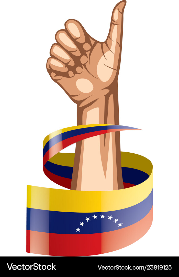 Venezuela flag and hand on white background Vector Image
