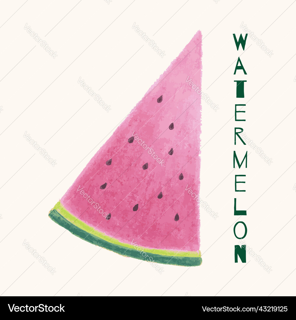 Watermelon slice calligraphy lettering hand Vector Image