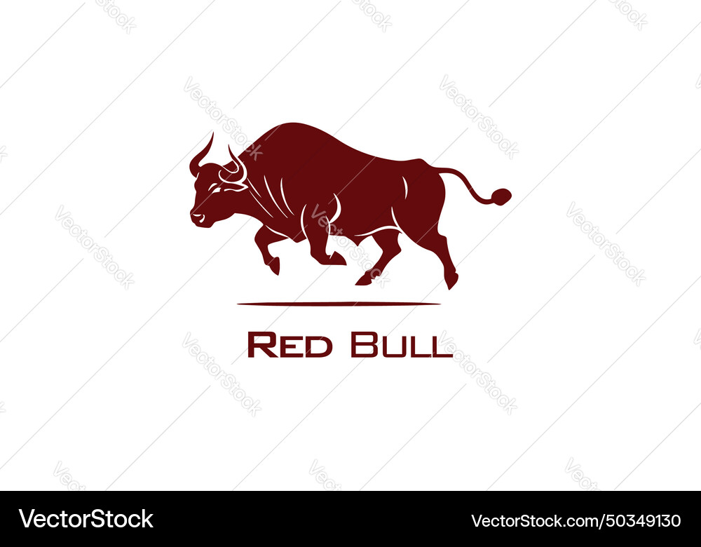 Aggressive bull logo icon premium design red Vector Image