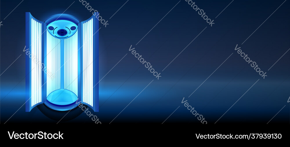 Banner tanning in vertical solarium sunbathing Vector Image