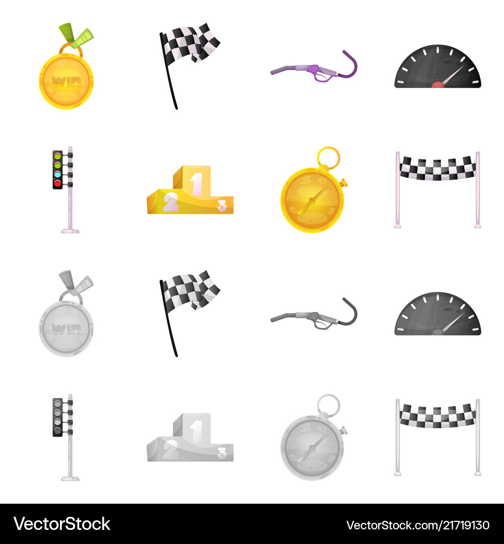 Car and rally icon set Royalty Free Vector Image