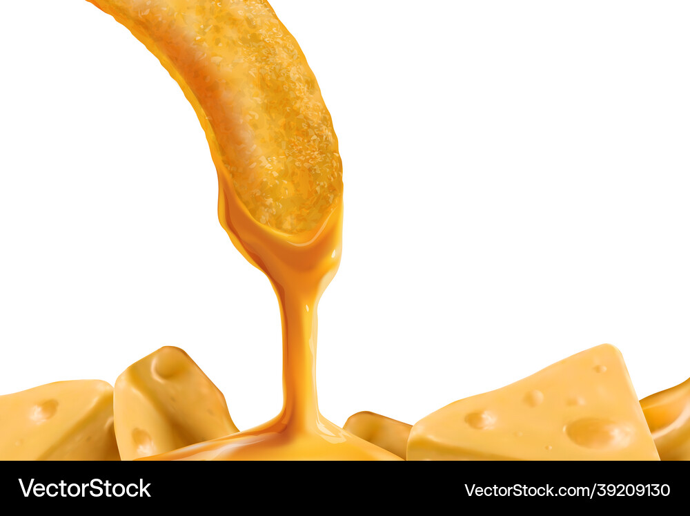 Cheese puffs dipping salty sauce Royalty Free Vector Image