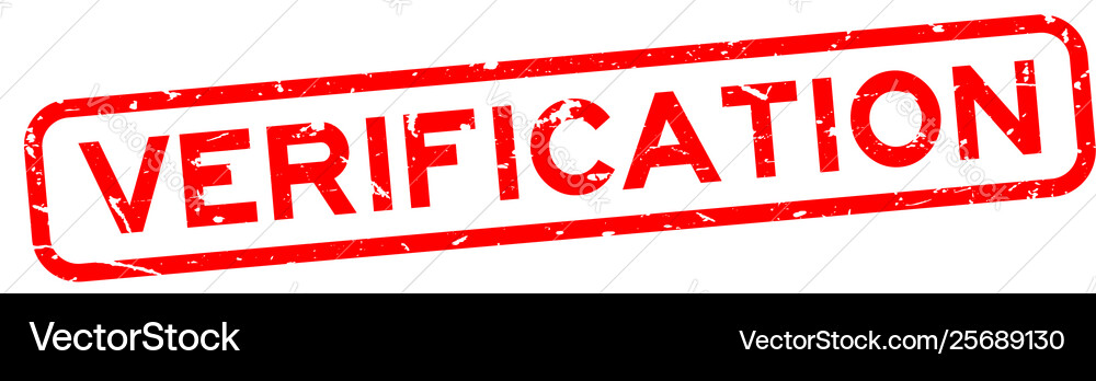 Grunge red verification word square rubber seal Vector Image