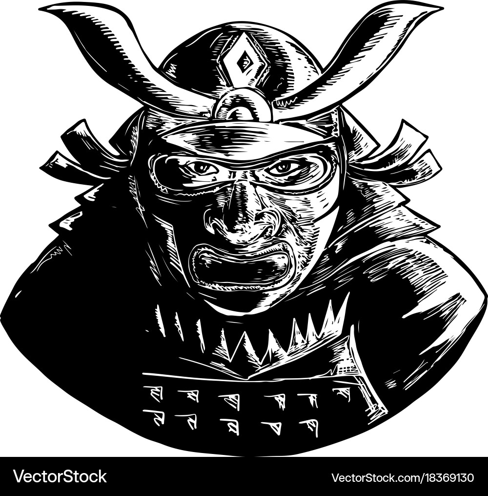 Kabuto samuria entangle Royalty Free Vector Image