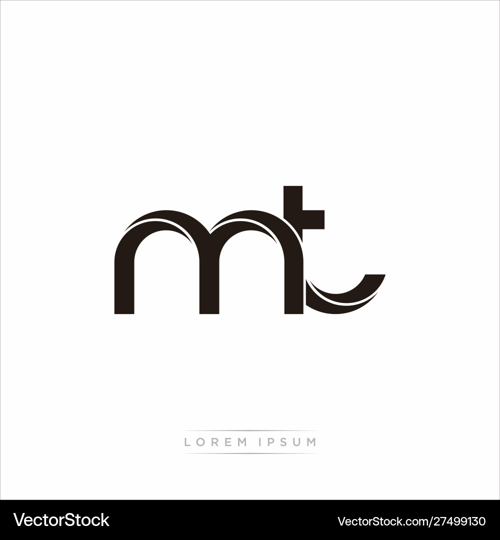 Mt initial letter split lowercase modern monogram Vector Image