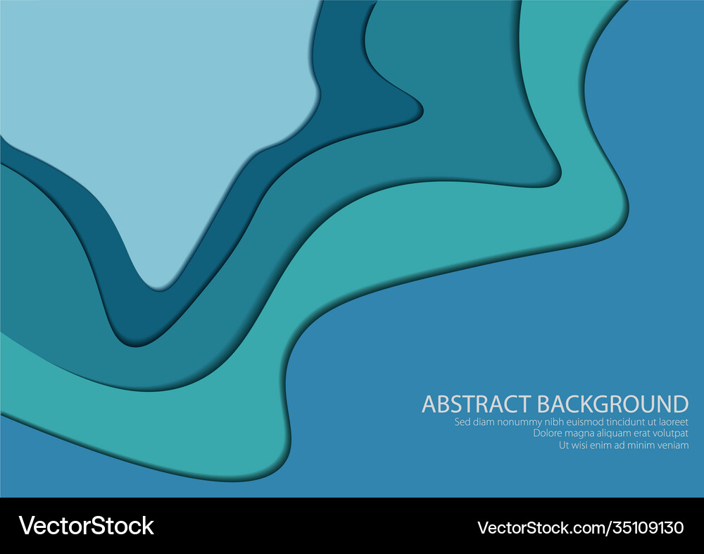 Paper cut shape blue color abstract line wave Vector Image