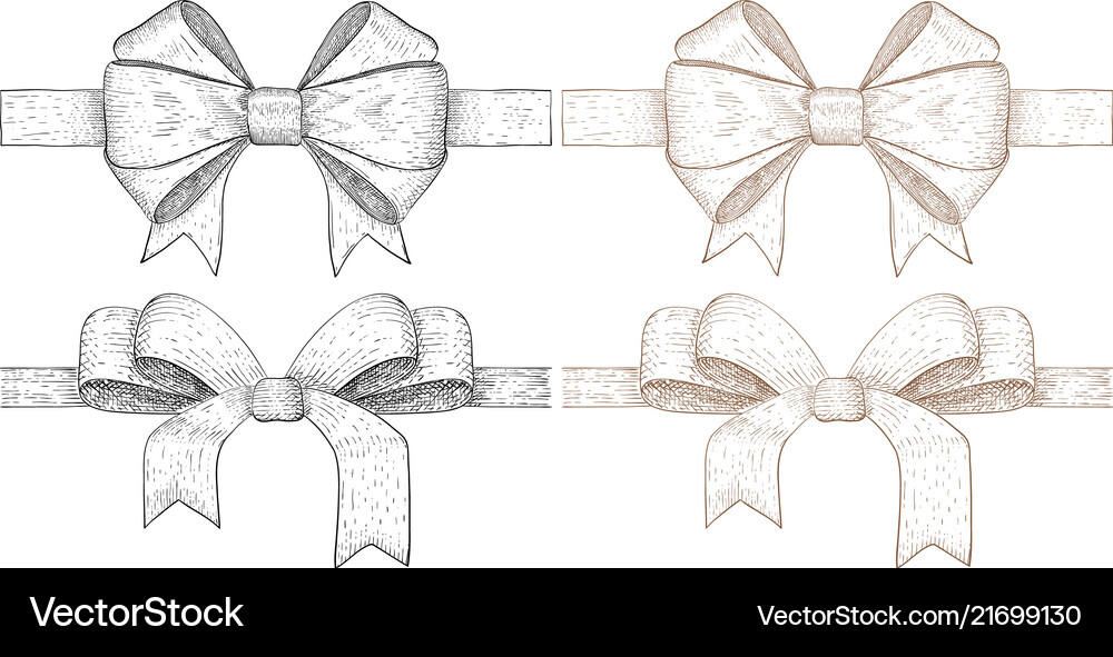 Ribbon bow hand drawn sketch Royalty Free Vector Image