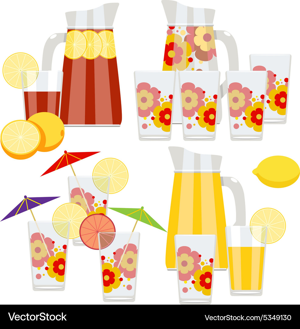Set of pitcher and glasses Royalty Free Vector Image