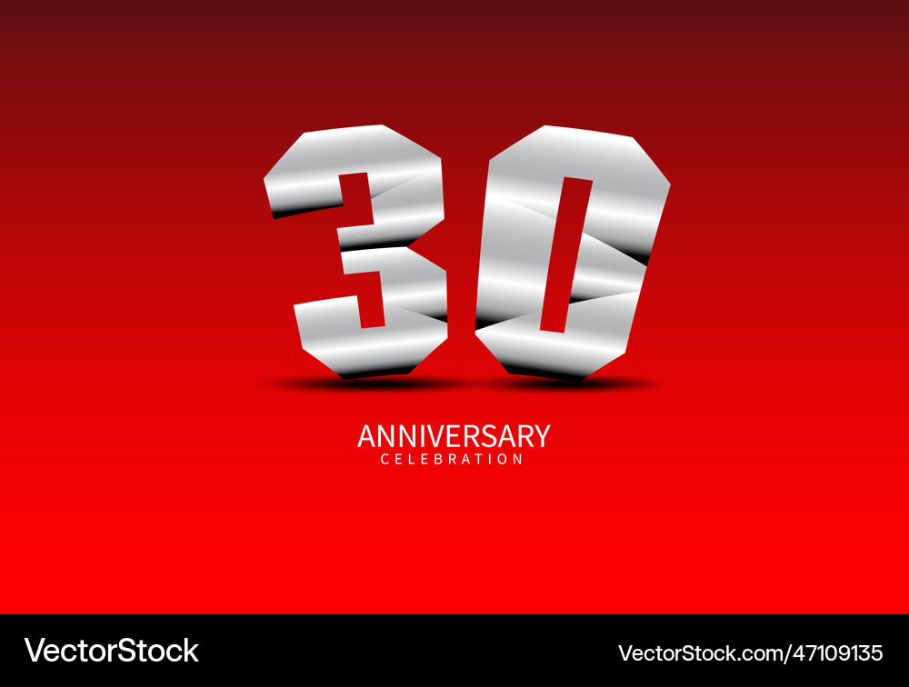 30 year anniversary celebration logo silver Vector Image
