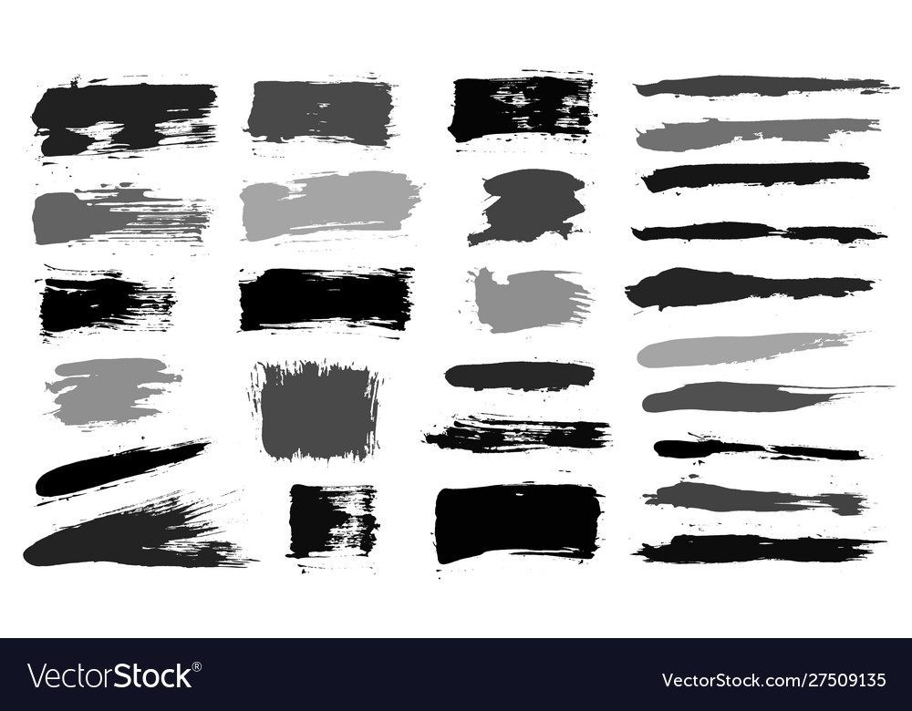Brush strokes paintbrush set grunge Royalty Free Vector