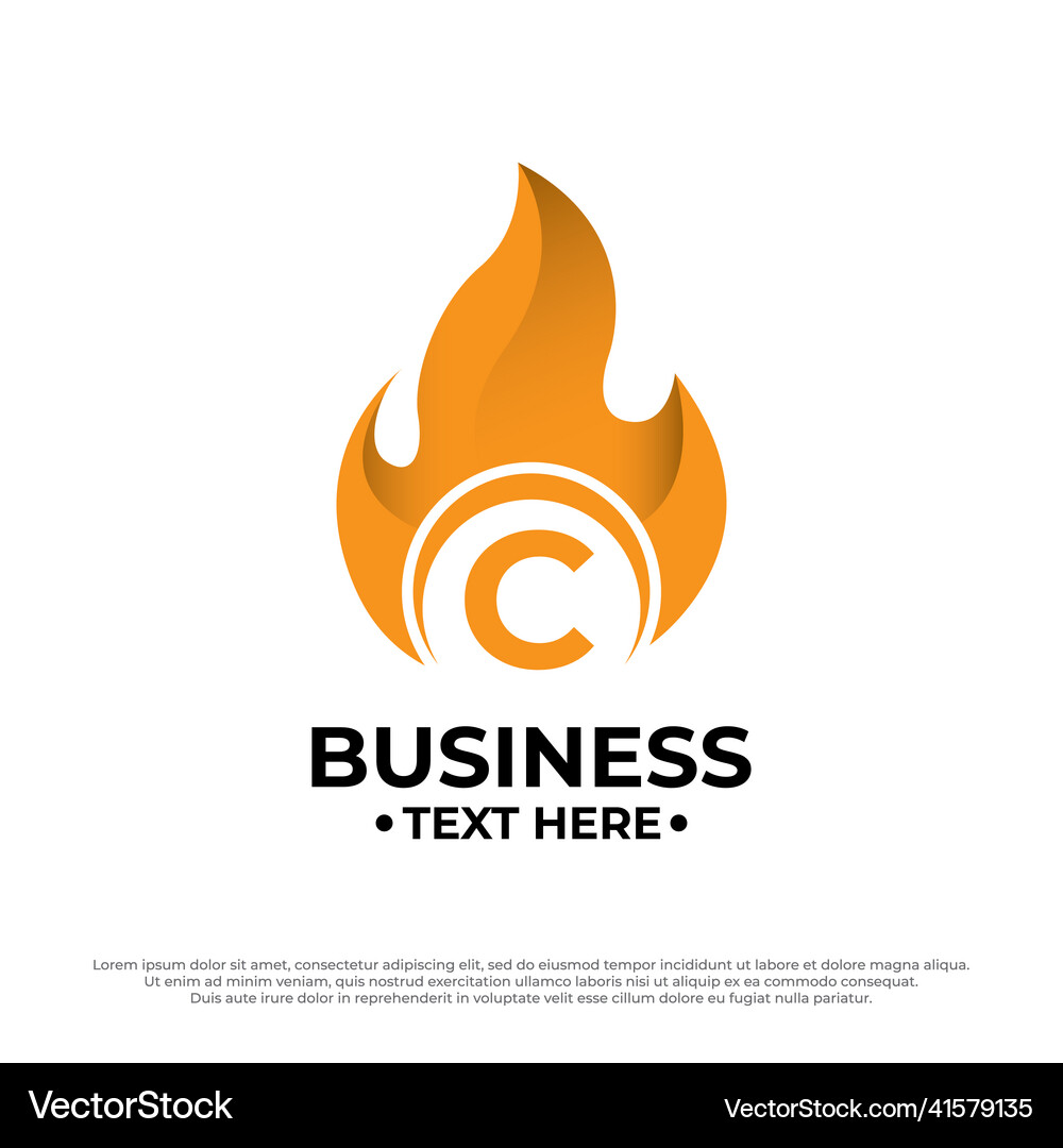 Burning flame fire with capital letter c design Vector Image