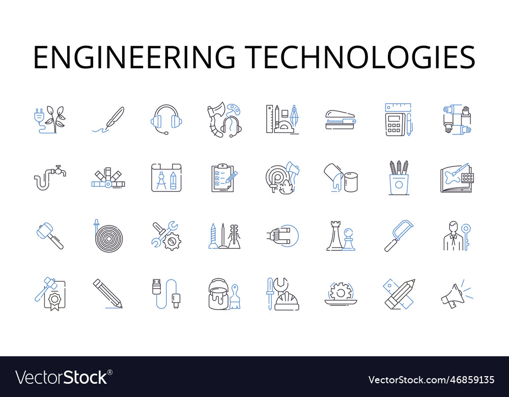 Engineering technologies line icons collection Vector Image Engineering technologies line icons collection Vector Image