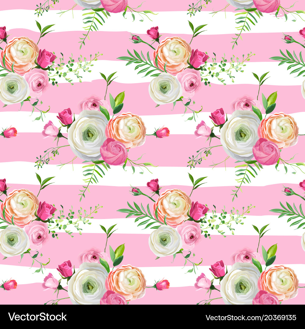Floral seamless pattern with pink flowers Vector Image