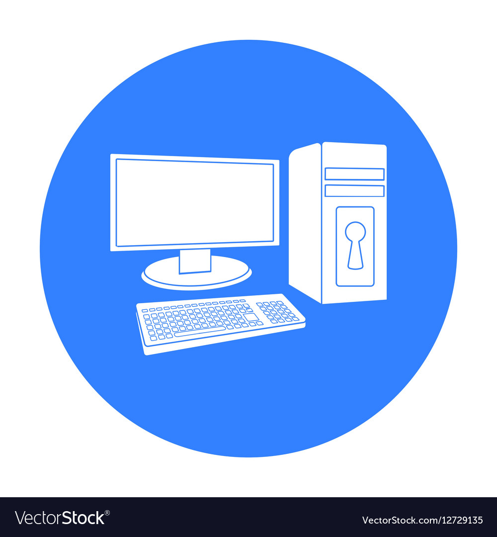 Locked computer icon in outline style isolated Vector Image