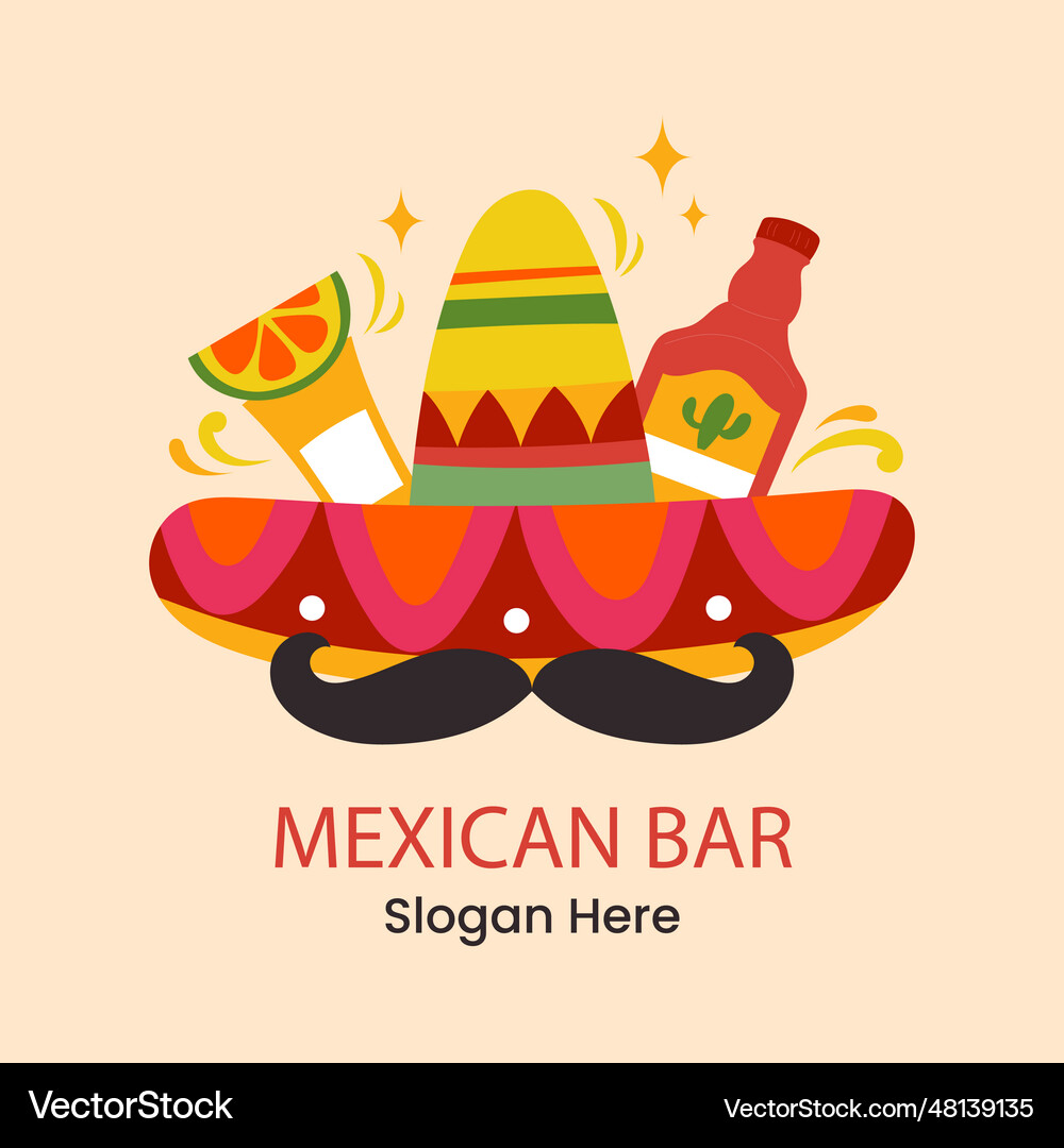 Mexican bar logo design in Royalty Free Vector Image