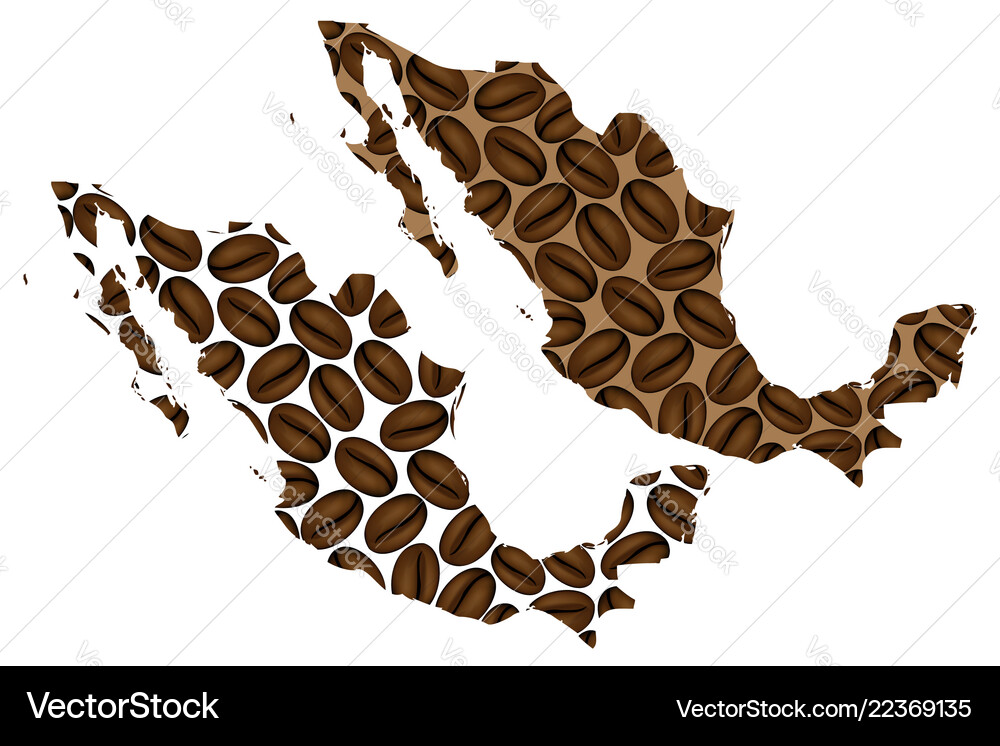 Mexico - map of coffee bean Royalty Free Vector Image