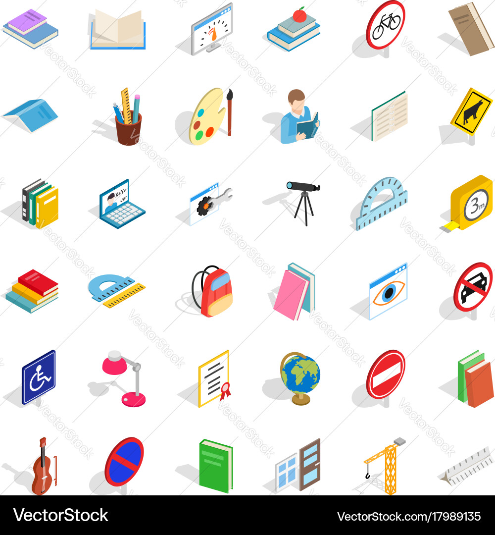 Quiz icons set isometric style Royalty Free Vector Image