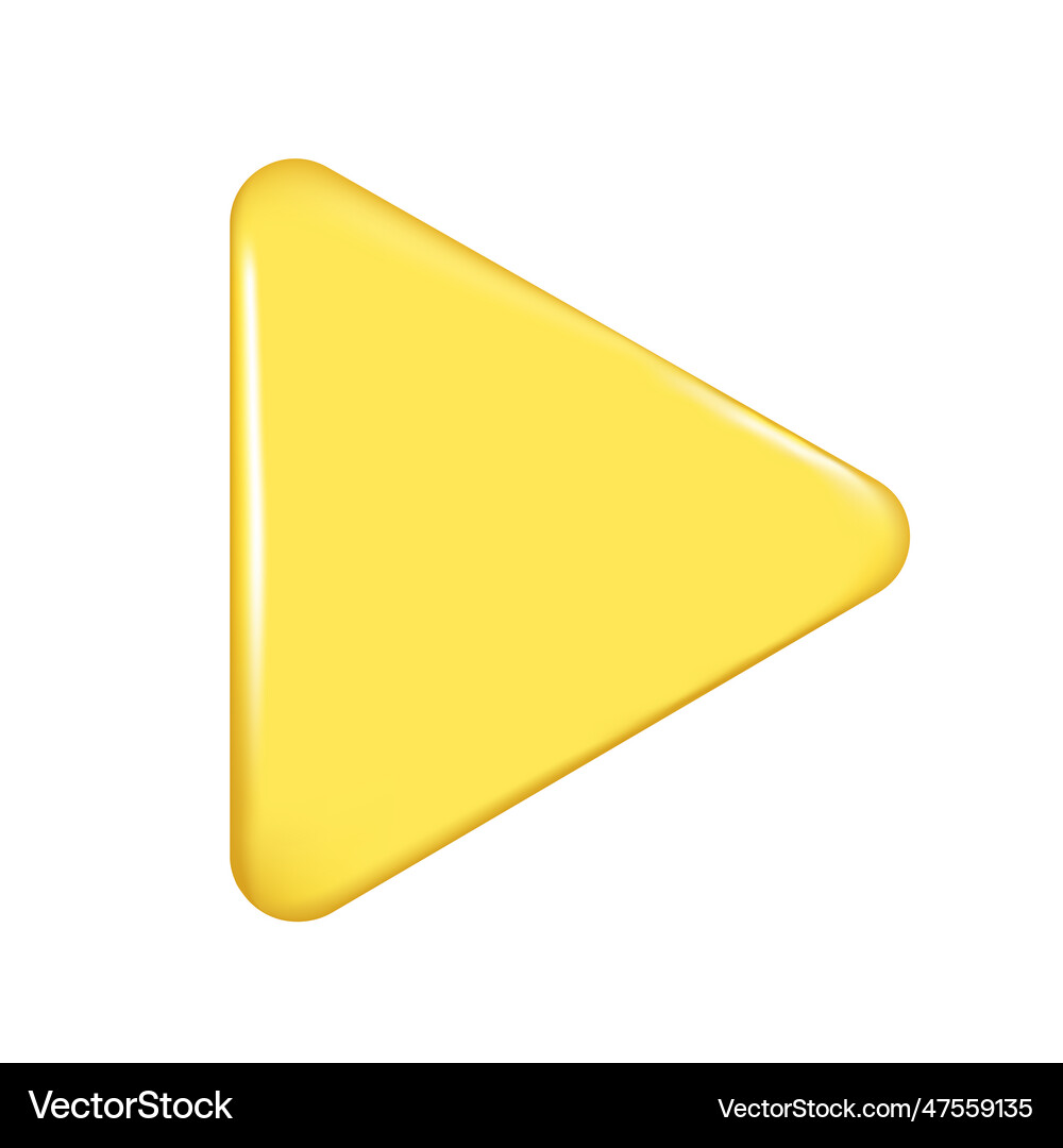Realistic 3d yellow play sign decorative 3d Vector Image