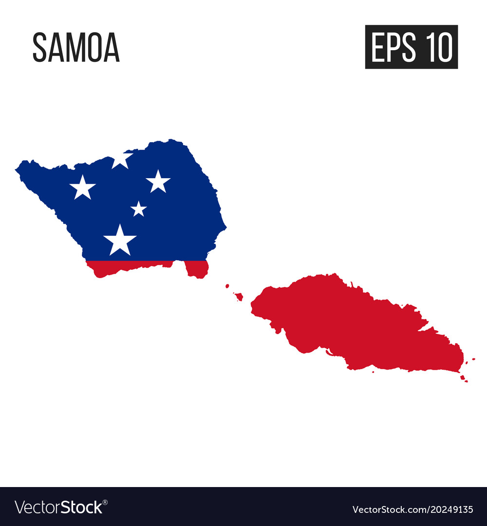 Samoa map border with flag eps10 Royalty Free Vector Image
