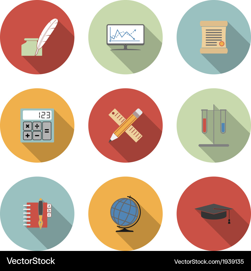 School and education flat icons set Royalty Free Vector