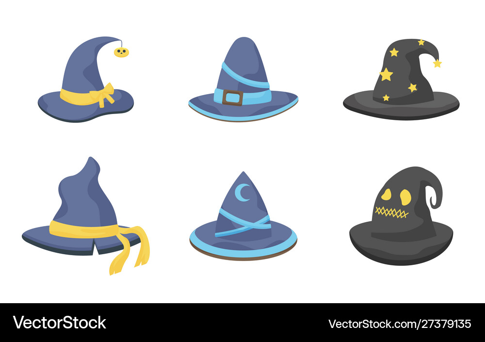 Set halloween party hats Royalty Free Vector Image