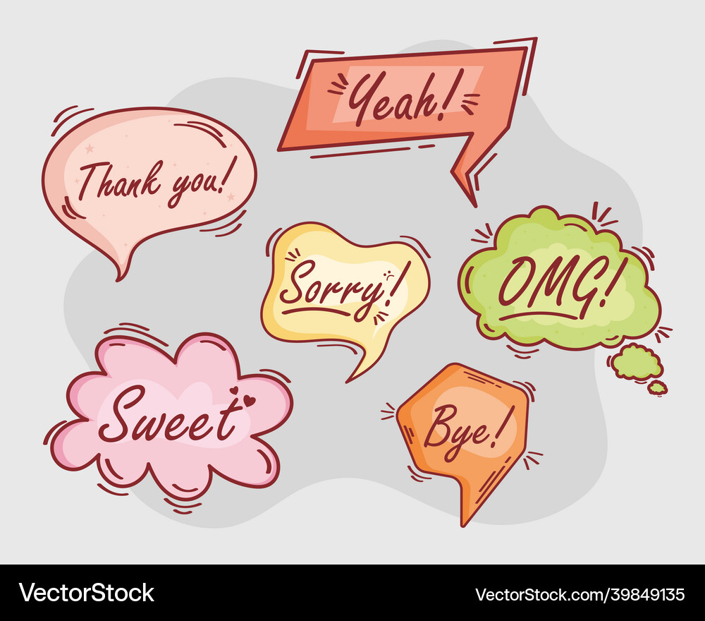 Text balloons six icons Royalty Free Vector Image