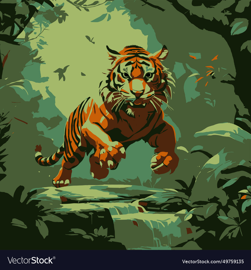 Tiger attack Royalty Free Vector Image - VectorStock