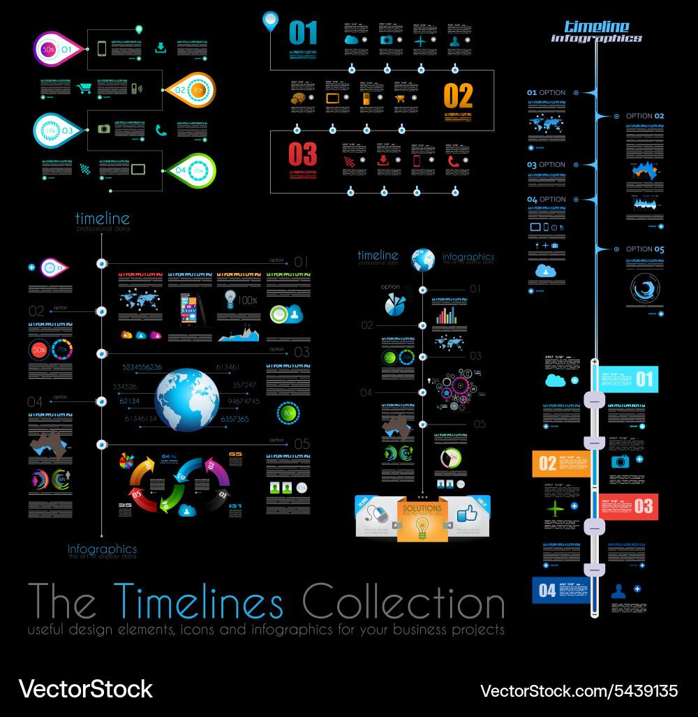 Timeline Infographic design templates Set 1 on Vector Image