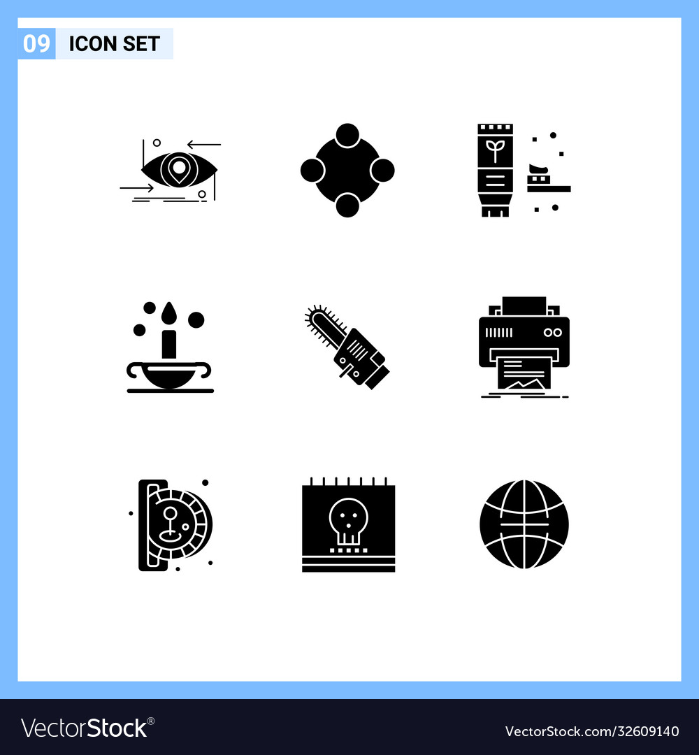 9 user interface solid glyph pack modern signs Vector Image