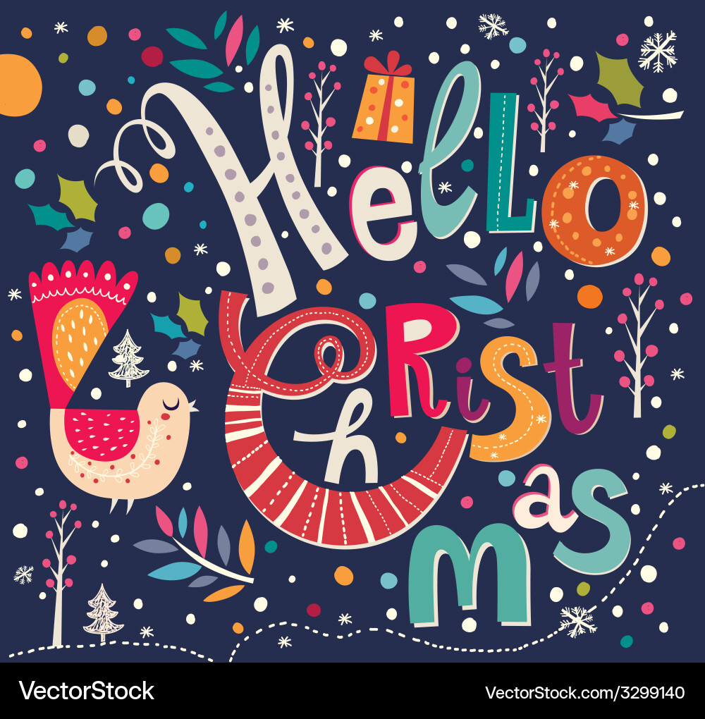 Christmas with festive bird and text Royalty Free Vector