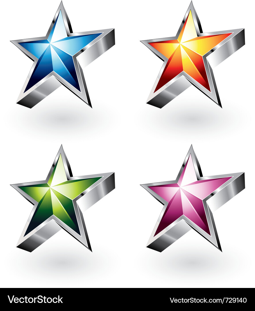 Chrome Stars - Colorful Shine Royalty Free Vector Image