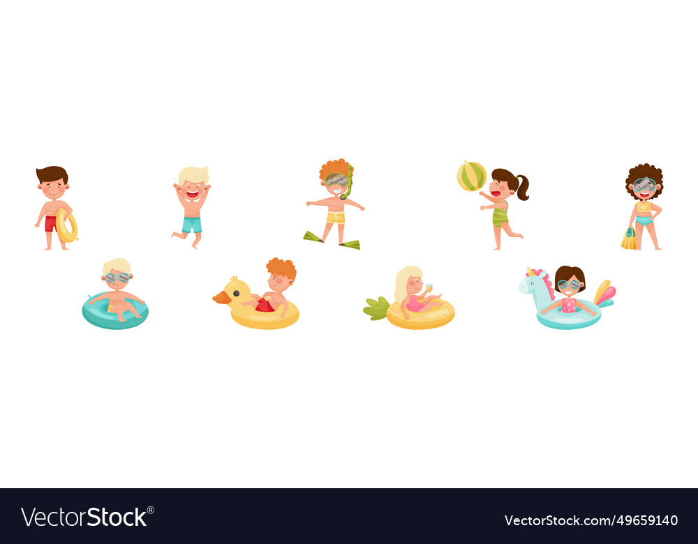 Cute boy and girl at seaside enjoy summer vacation