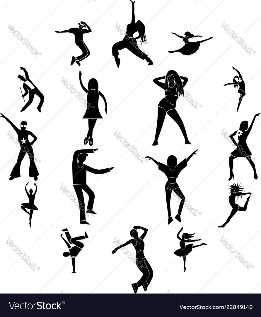 Dances simple icons set Royalty Free Vector Image