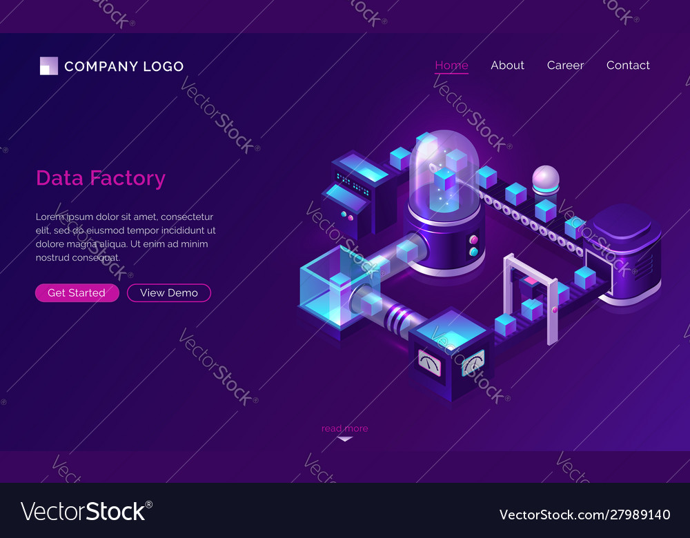 Data processing factory isometric technology Vector Image
