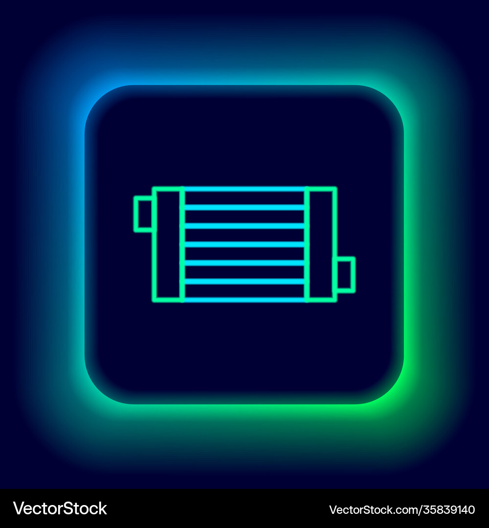 Glowing neon line car radiator cooling system icon