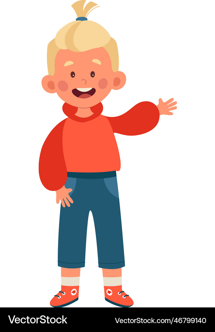 Happy waving child boy Royalty Free Vector Image