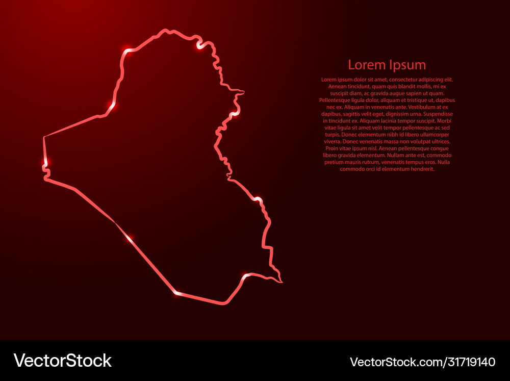 Iraq map from contour red brush lines Royalty Free Vector