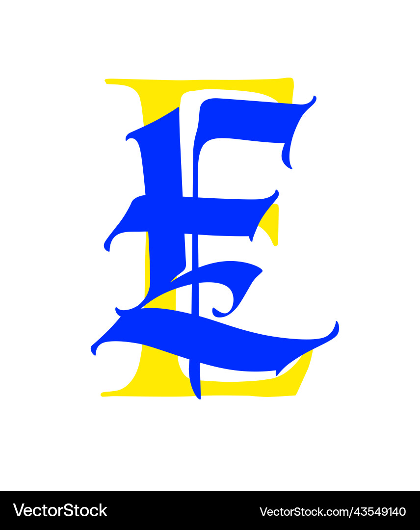 Letter e in the gothic style alphabet symbol Vector Image