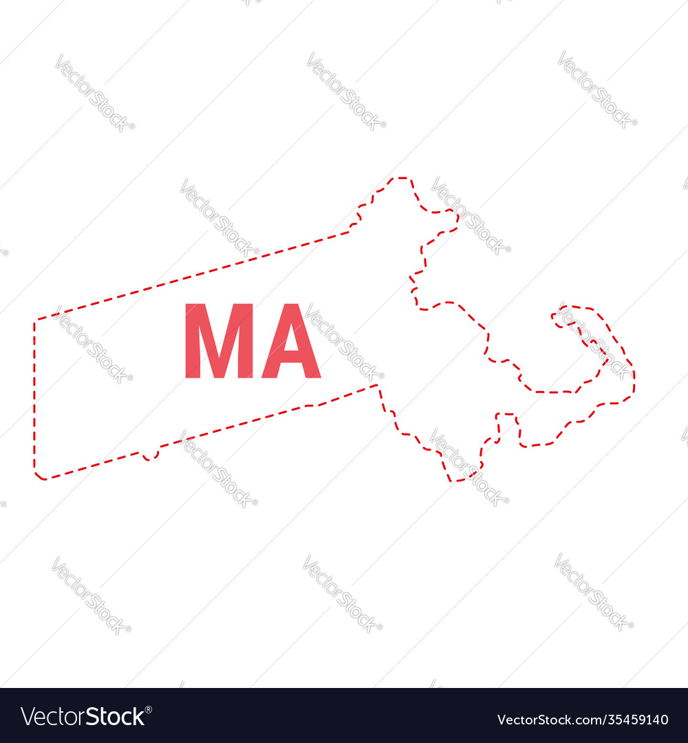 Massachusetts us state map outline dotted border Vector Image