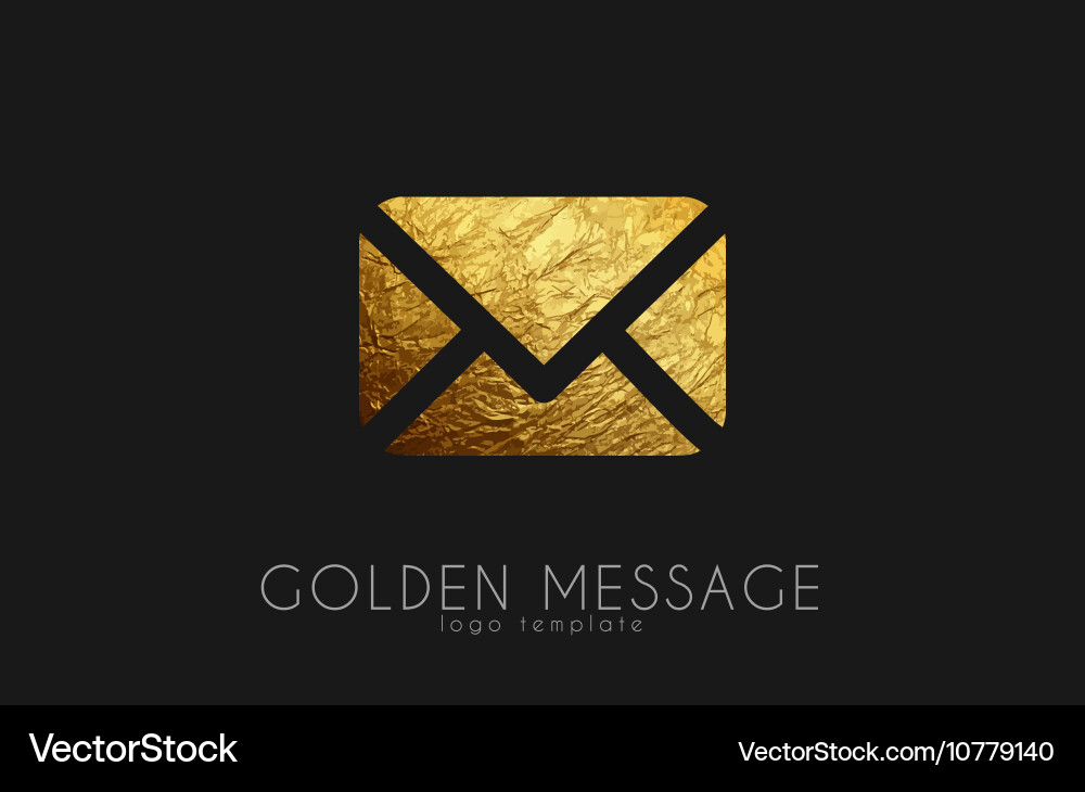 Message sign golden logo envelope sign Royalty Free Vector