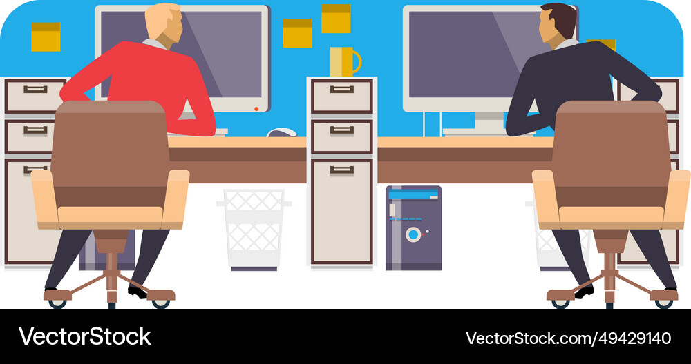 Office icon manager at work desk flat Royalty Free Vector