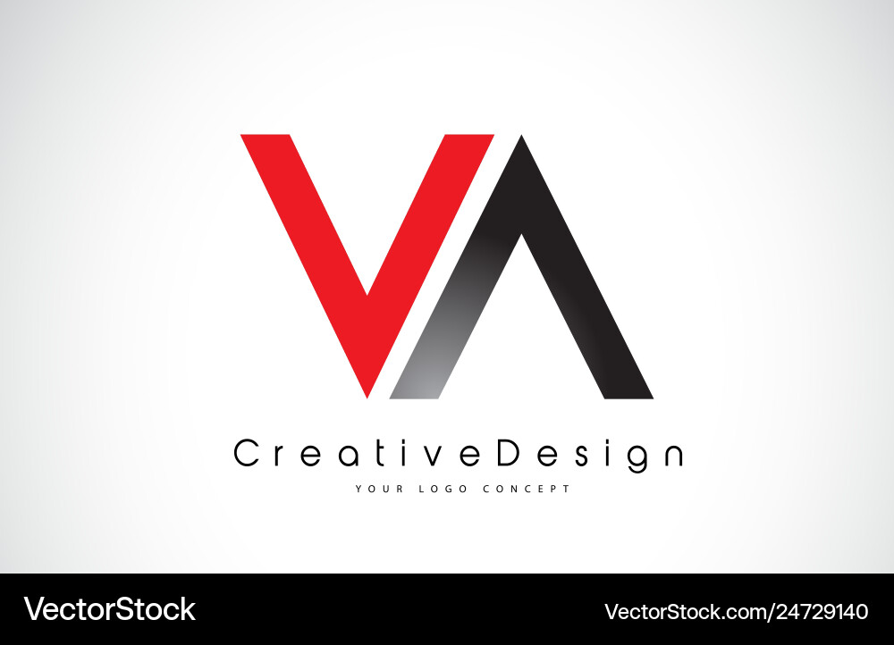 Red and black va v a letter logo design creative Vector Image