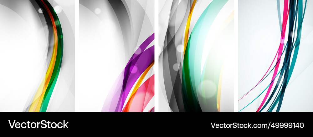 Set of colorful wave posters Royalty Free Vector Image